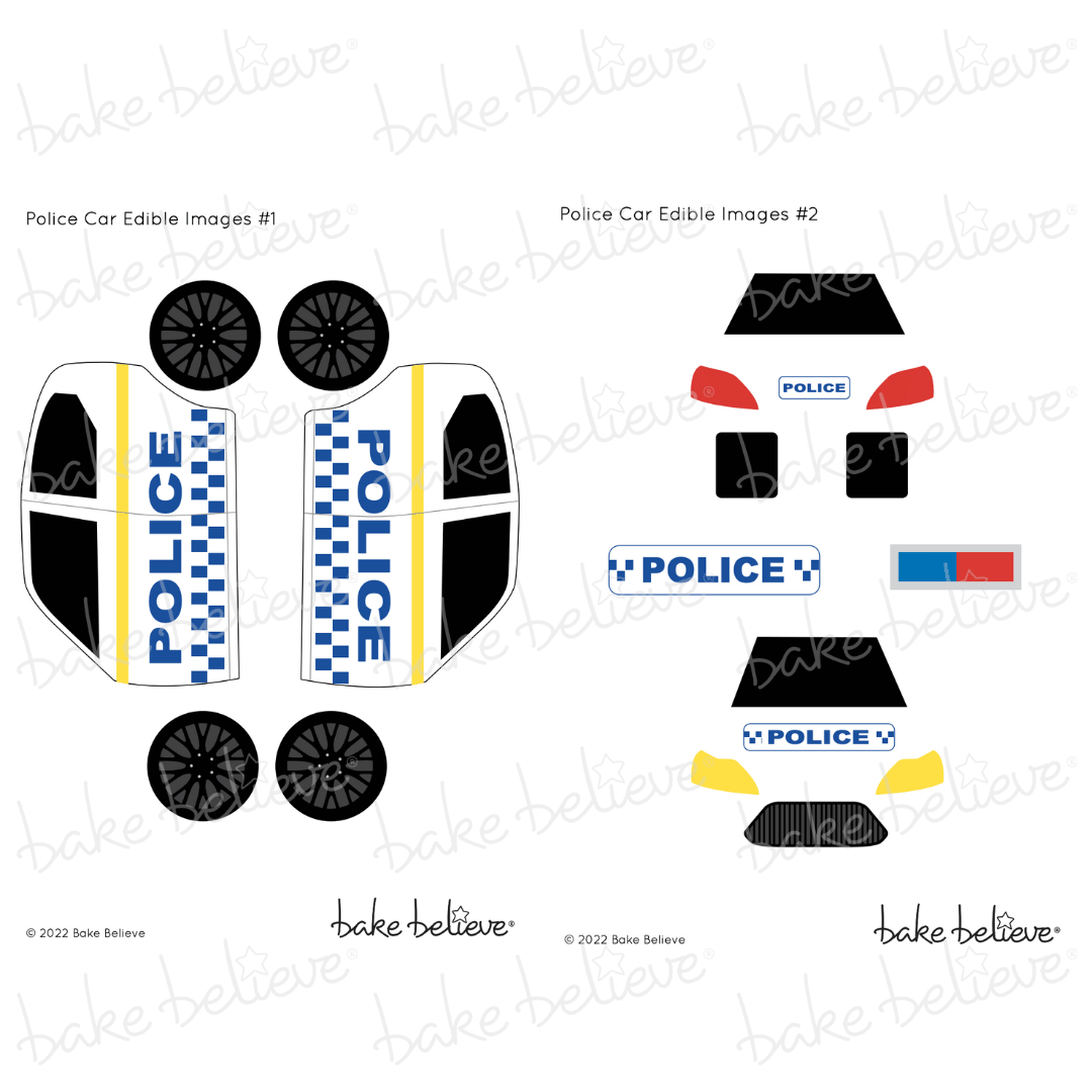 Police Car Edible Image Set | Bake Believe